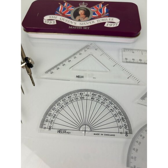 Helix | Office | 977 Queen Elizabeths Silver Jubilee Math Set Tin ...